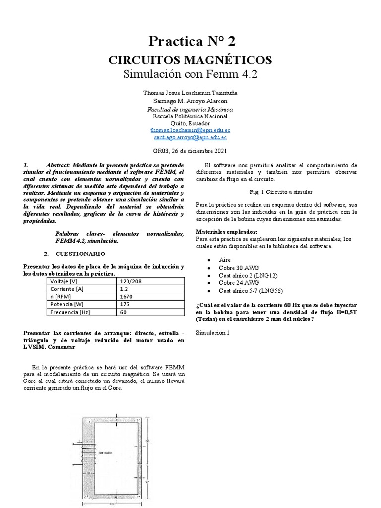 Practica #2: Circuitos Magnéticos | Descargar gratis PDF | Corriente eléctrica | Inductor