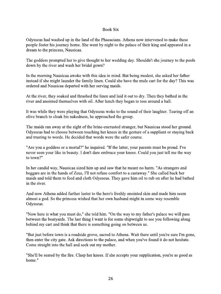 The Odyssey Books 6-7 Summary | PDF