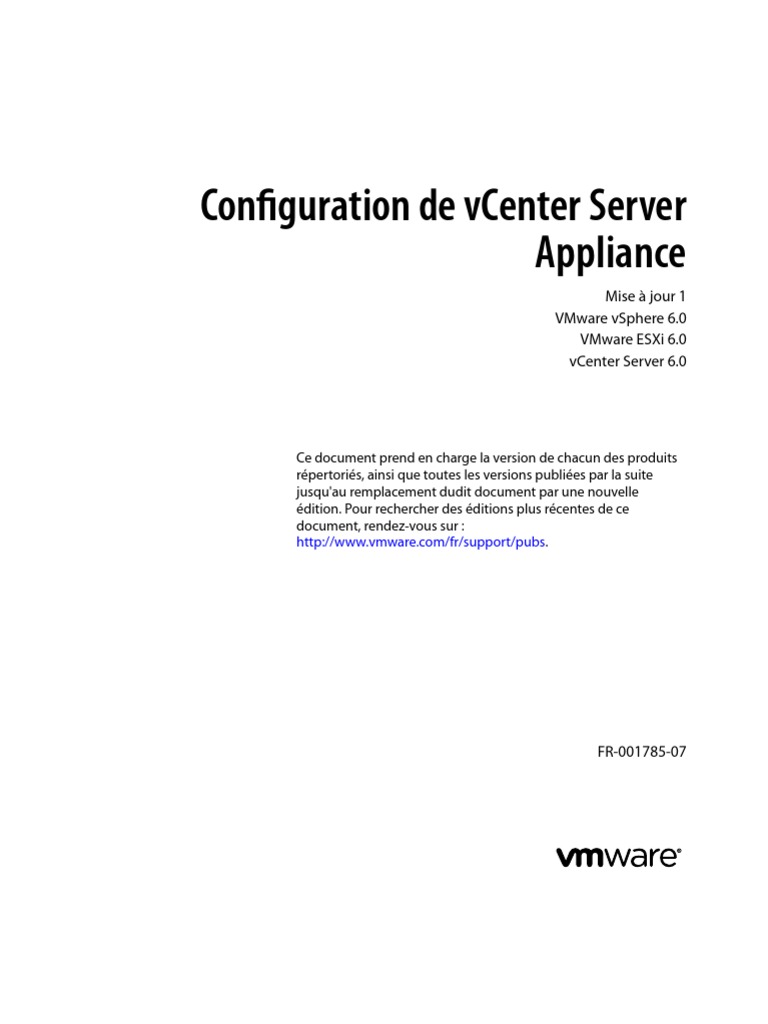 Vsphere Esxi Vcenter Server 601 Appliance Configuration Guide | PDF | I Pv6 | Système de noms de ...