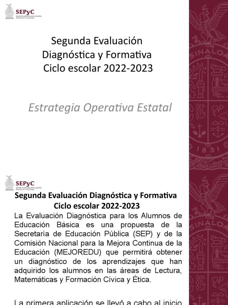 Segunda Evaluación Diag Muestra Nal 2022-2023_niveles | PDF | Evaluación | Educación primaria