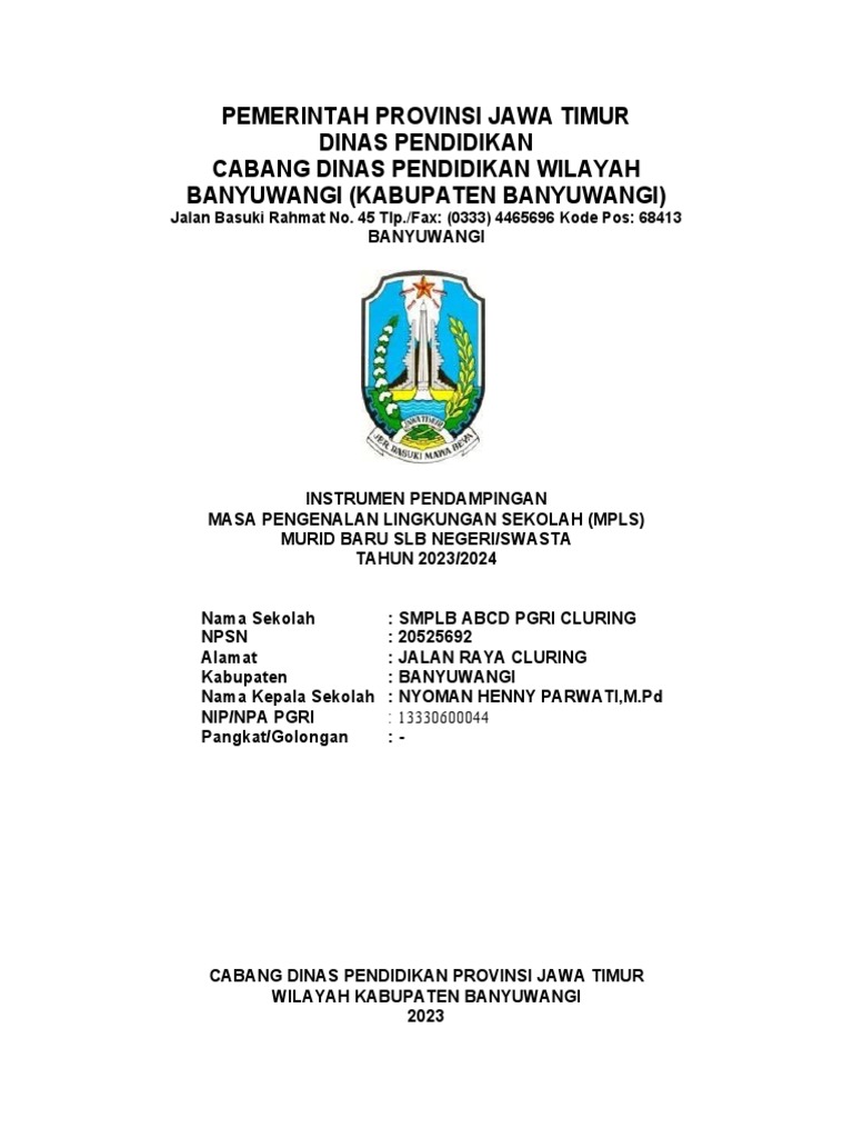 INSTRUMEN PENDAMPINGAN MPLS 2023 - PKPLK - Bwi | PDF