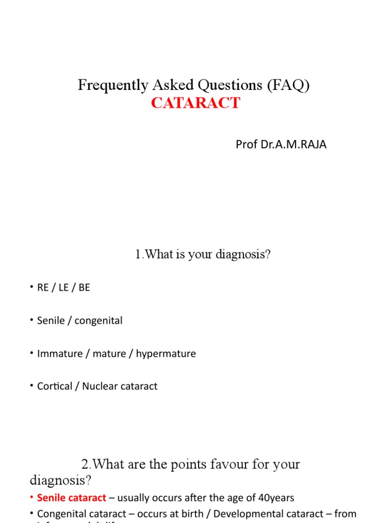 Cataract FAQ: Diagnosis and Management | PDF | Glaucoma | Cataract