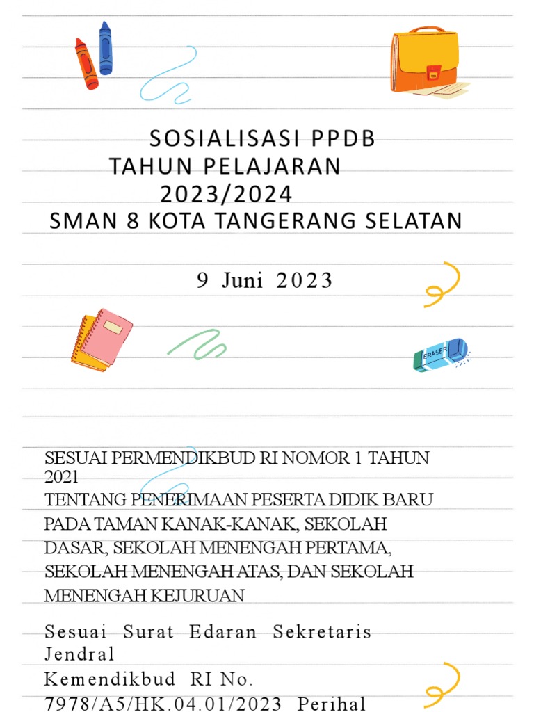 Sosialisasi PPDB TP 20232024 Sman 8 Kota Tangerang Selatan | PDF
