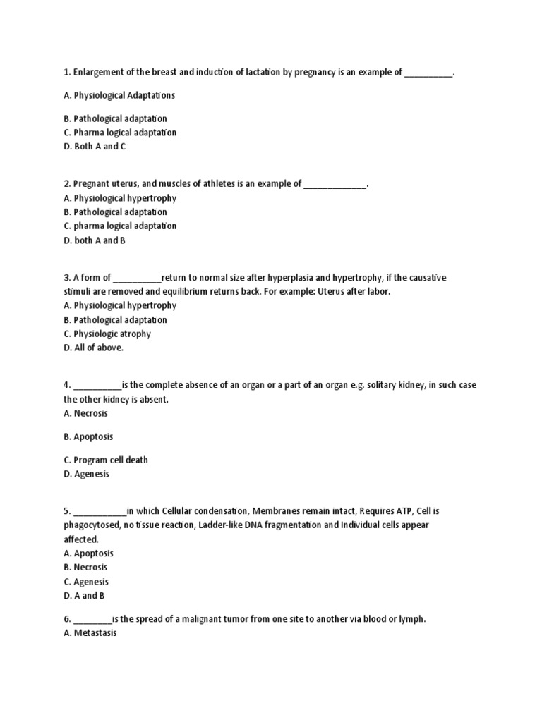 Cell Adaptations and Tumor Types Quiz | PDF | Cancer | Neoplasms