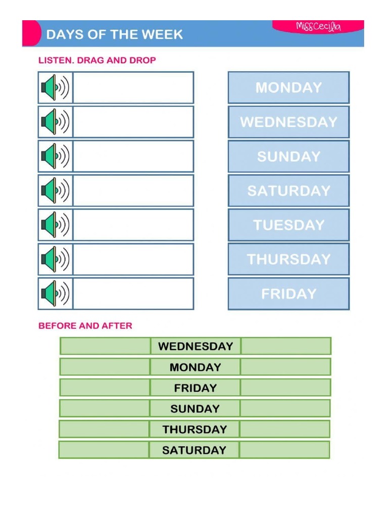 days of the week listening | PDF