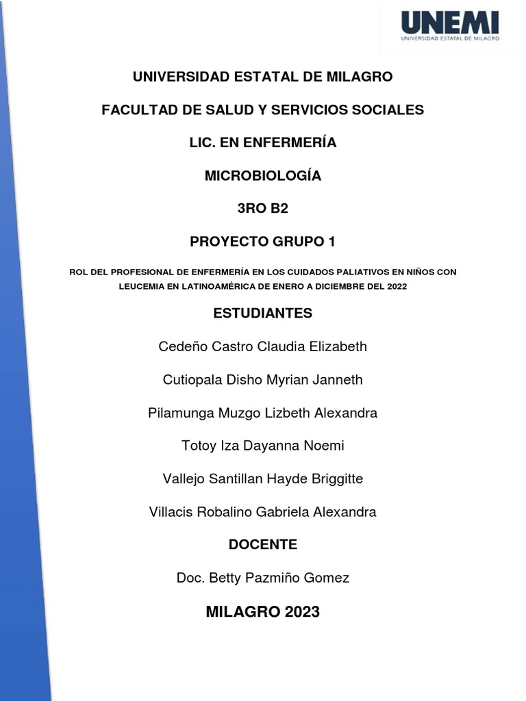 Proyecto Micro - Grupo1 - Final | PDF | Leucemia | Cáncer