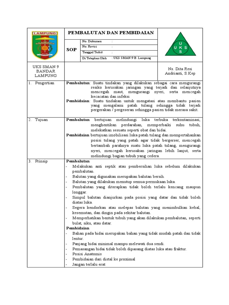 SOP Pembalutan Dan Pembidaian | PDF