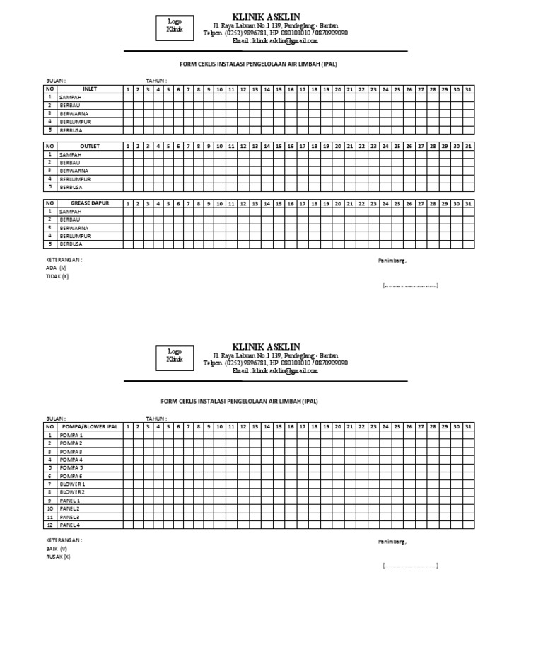 Form Monitoring IPAL | PDF