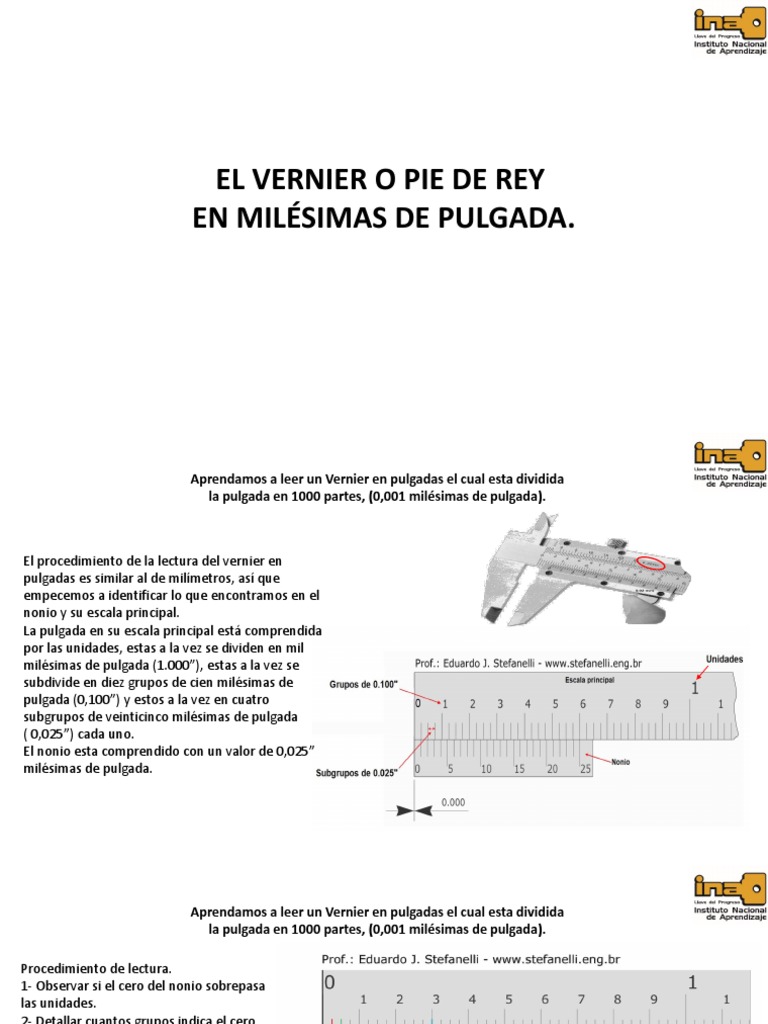 El Vernier (Milésimas de Pulgada) | PDF | Metrología | Longitud