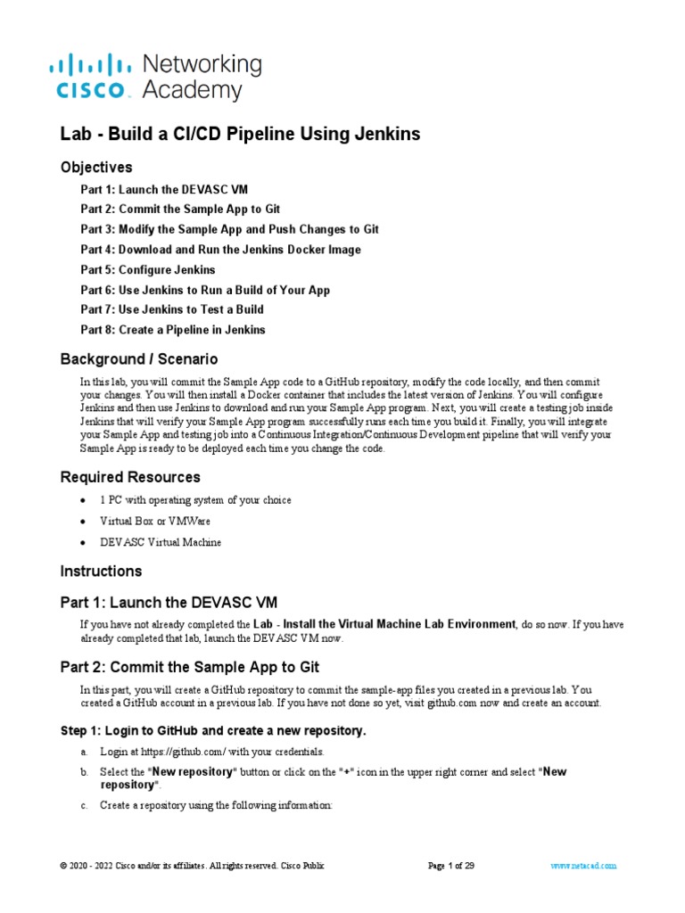 6.3.6-Lab - Build-A-Ci-Cd-Pipeline-Using-Jenkins | PDF | Virtual Machine | Systems Engineering