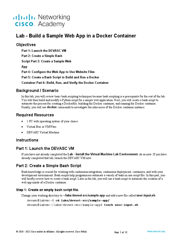 6.2.7-Lab - Build-A-Sample-Web-App-In-A-Docker-Container | PDF | Web ...