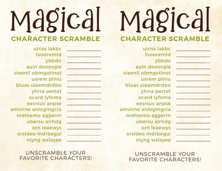 Character Scramble Challenge | PDF | Young Adult