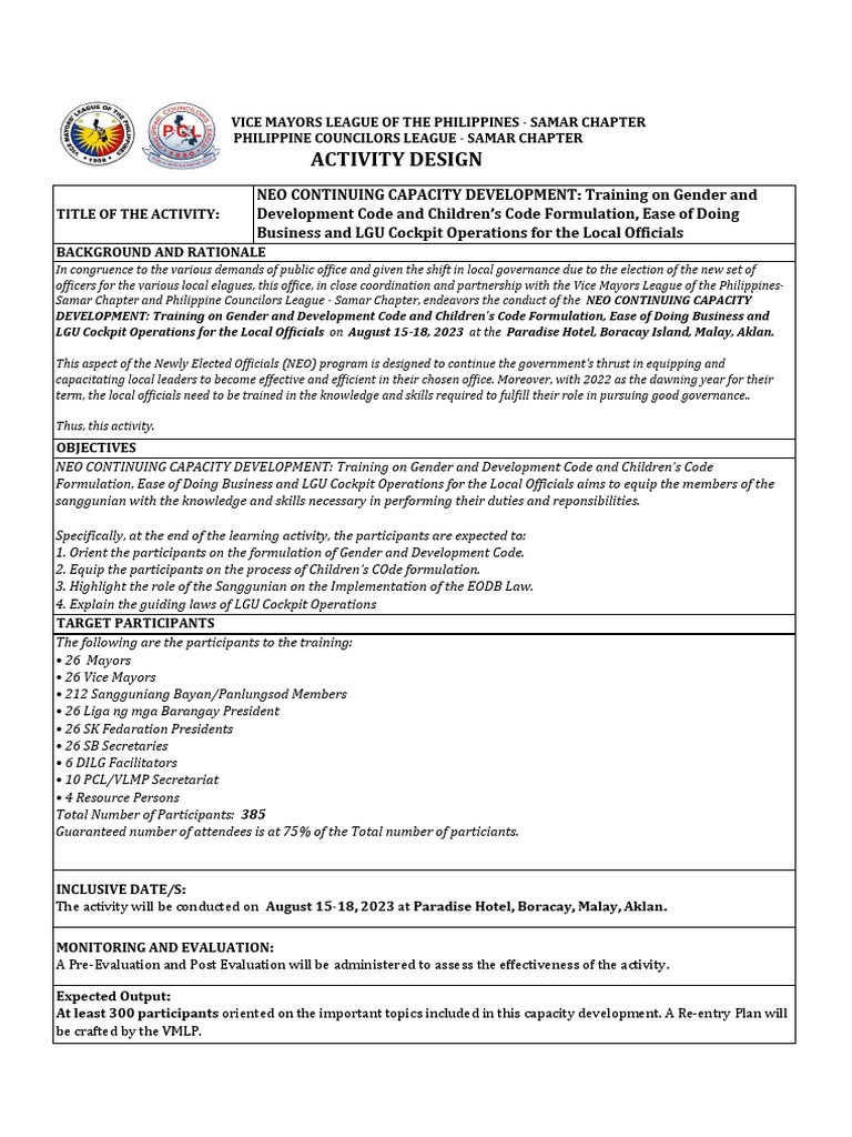 VMLP Request Activity Design Page 1 | PDF | Capacity Building