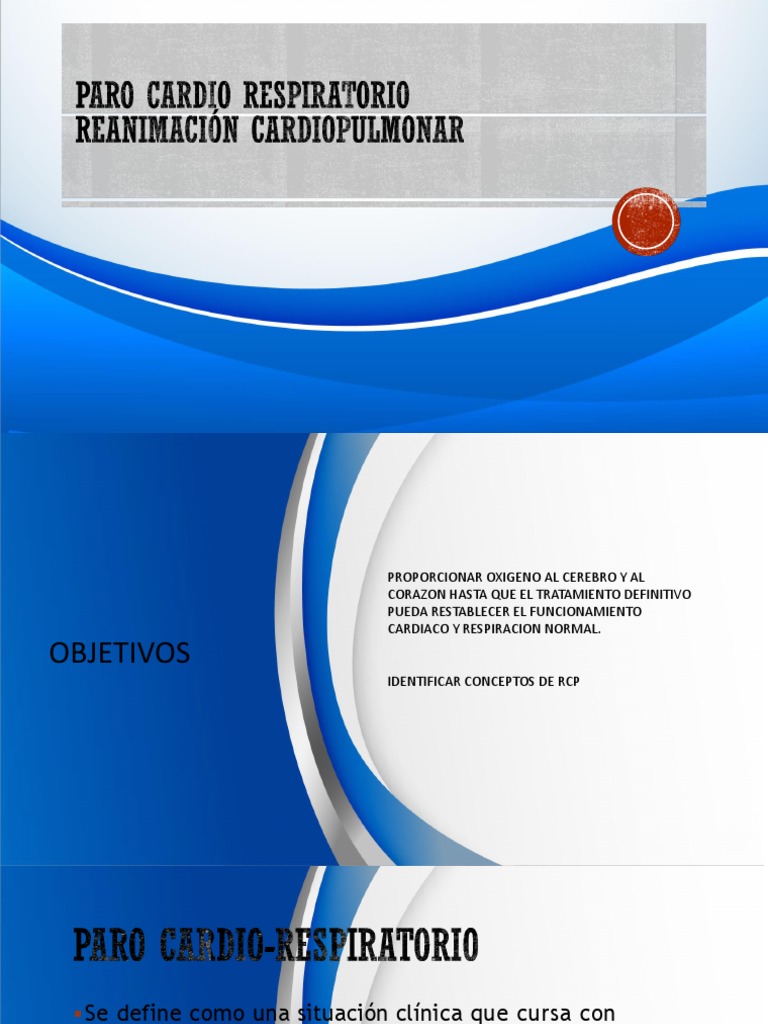 Paro Cardio Respiratorio RCP | PDF | Reanimación cardiopulmonar | Paro cardíaco