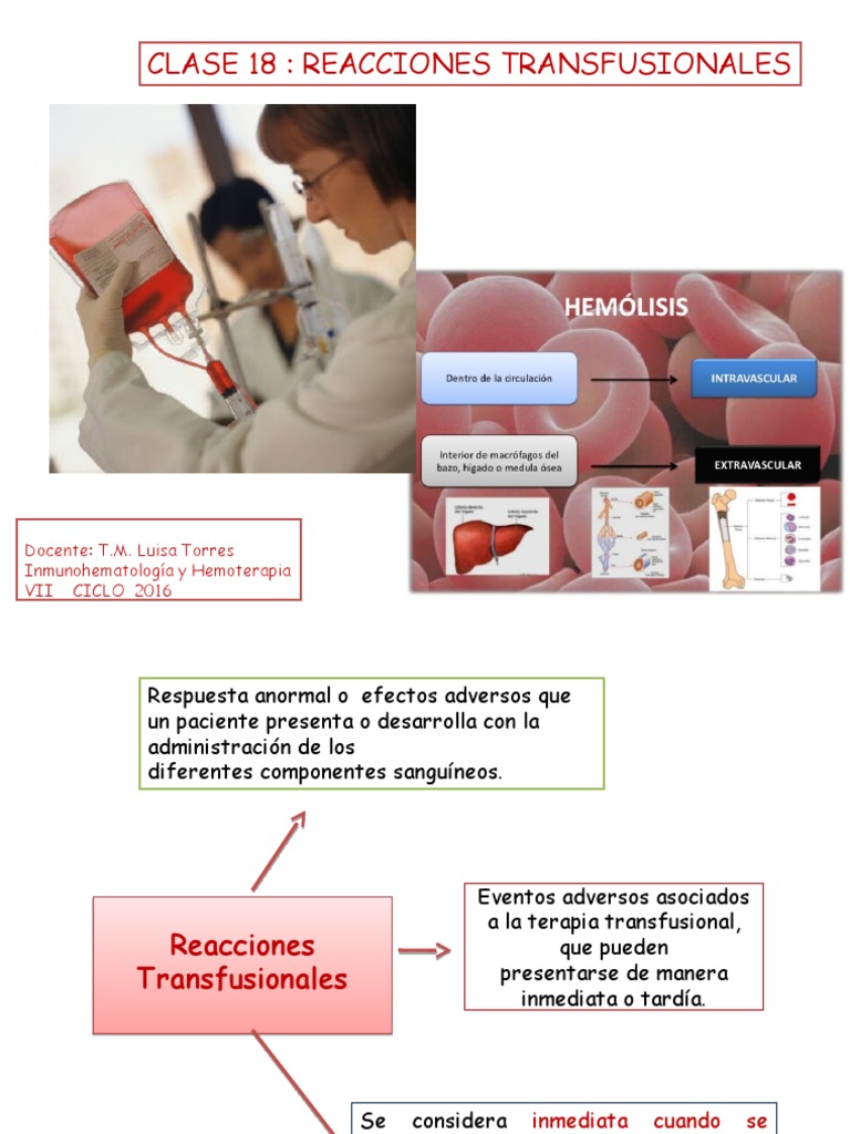 Clase 18 Reacciones Adversas A La Transfusion | PDF | Sistema complementario | Sangre