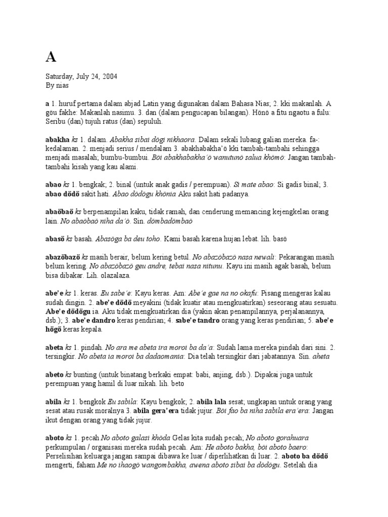 Iistilah Bahasa Nias | PDF