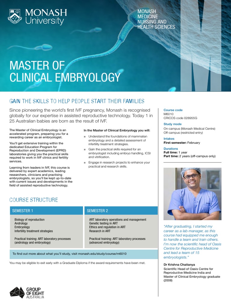 Master of Clinical Embryology | PDF | In Vitro Fertilisation | Assisted ...