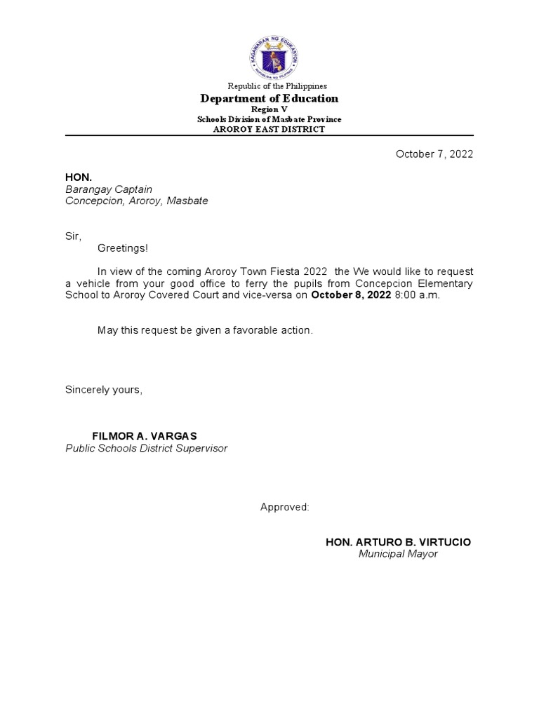 Letter To Brgy. Captain | PDF