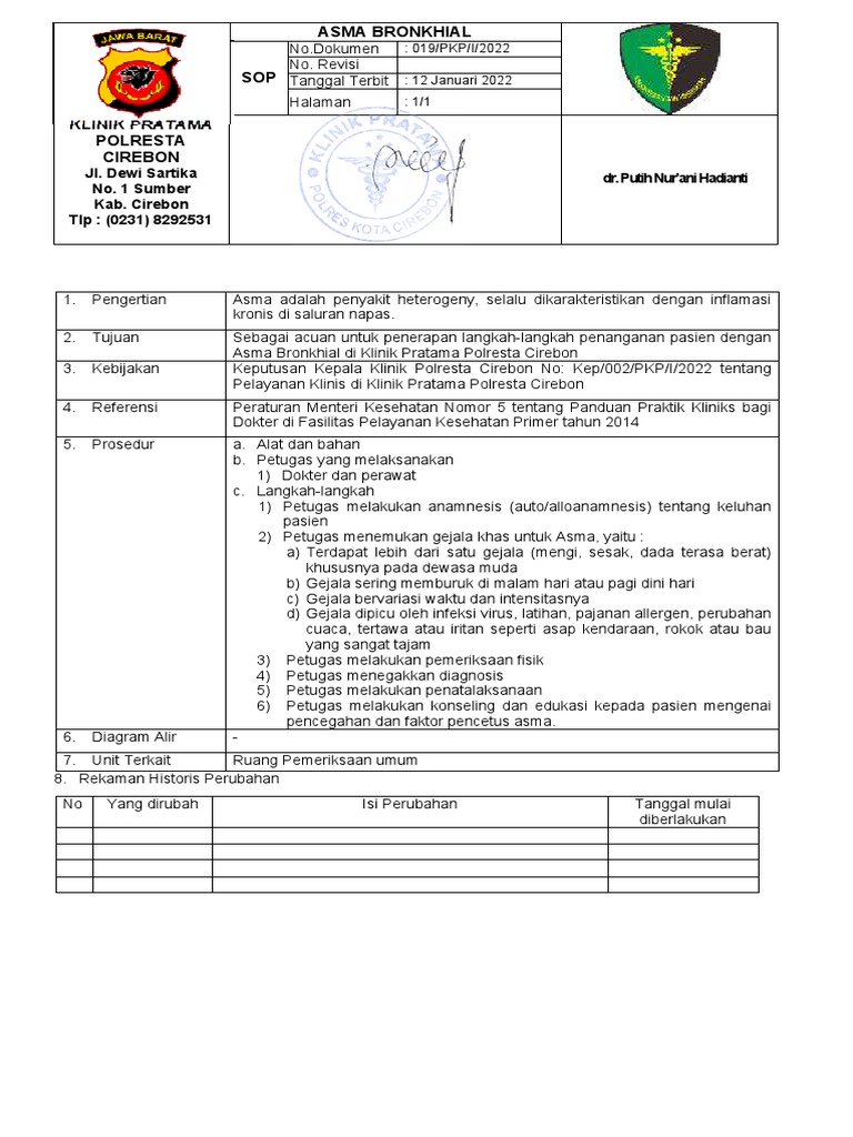 SOP Asma Bronkhial | PDF