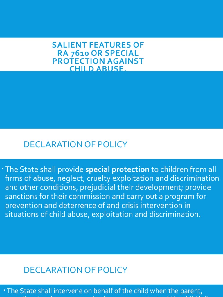 Ra 7610 Salient Features | PDF | Child Abuse | Justice