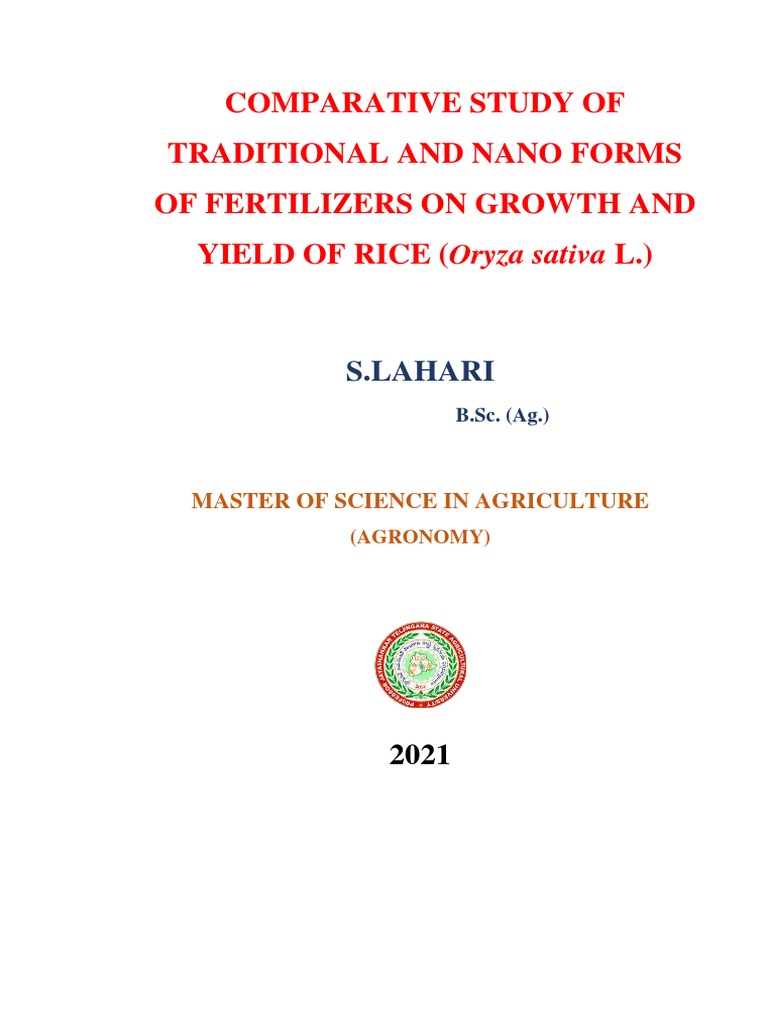 Comparative Study of Traditional and Nano Forms of Fertilizers On ...