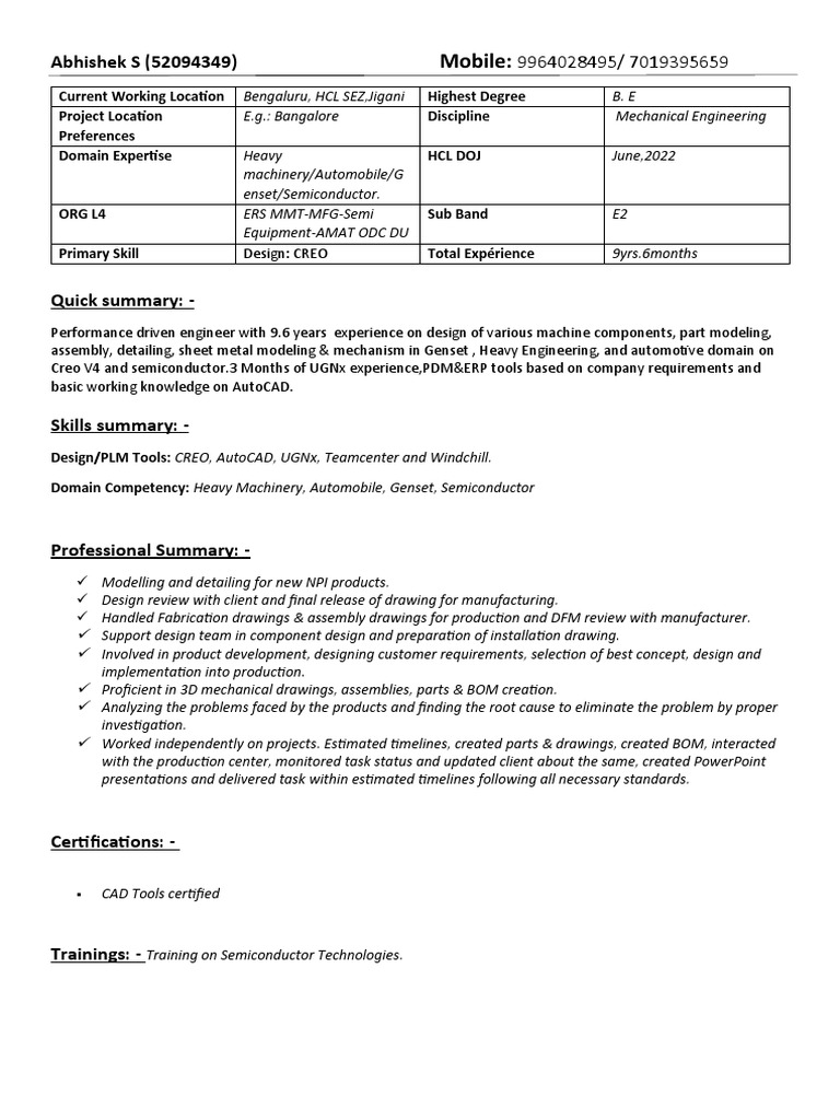 Resume - Abhishek - 23 (1) (1) 1 | PDF | Engineering | Physical Sciences