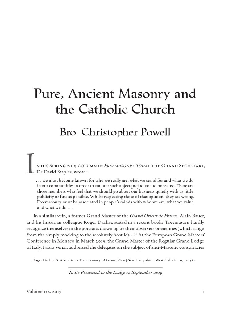Pure Ancient Masonry and The Catholic Church Author Christopher Powell ...