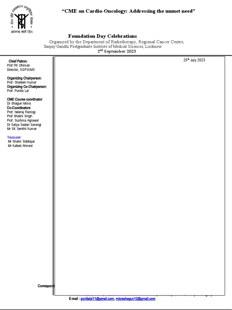 CME - Cardio-Oncology - Invitation - 25july 2023 - BMS India | PDF ...