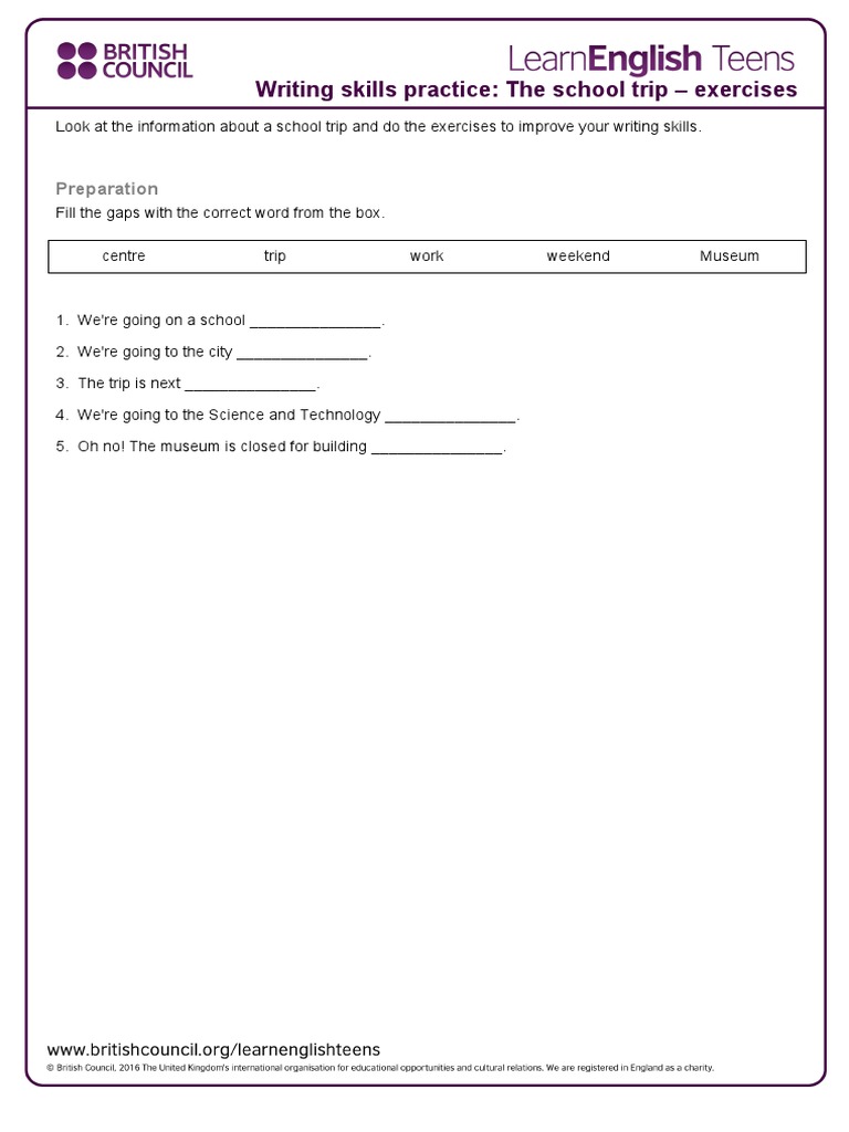 the_school_trip_-_exercises | PDF