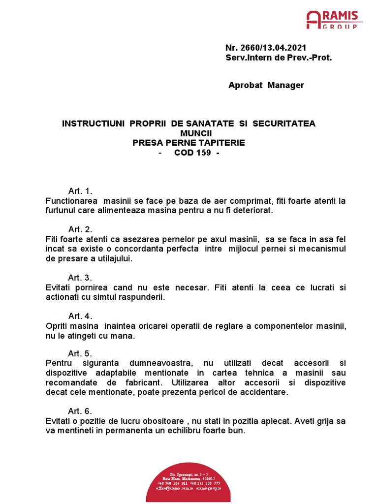 IPSSM 159 Presa Perne Tapiterie | PDF