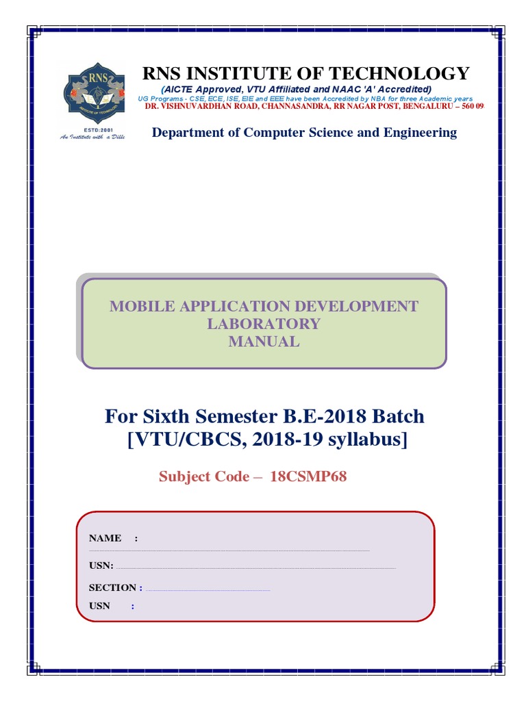 Mobile Application Laboratory Manual (Vtu) | PDF | Android (Operating ...