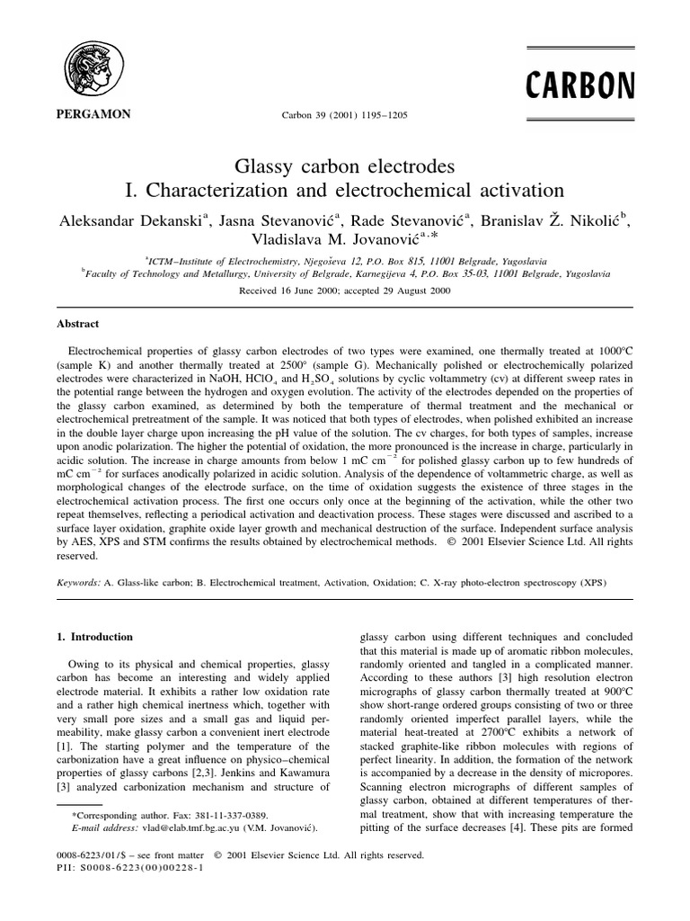 Glassy Carbon Electrodes | PDF | Electrochemistry | Electrode