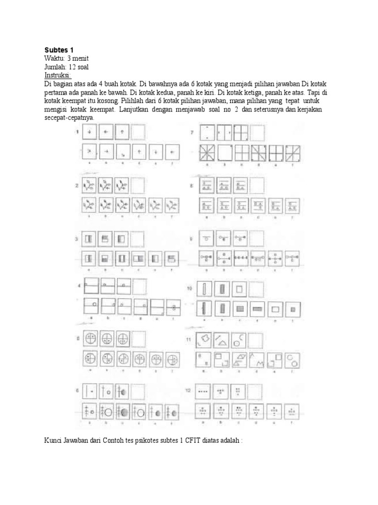 Contoh Soal Psikotes 12 Kotak | PDF | Metode & Bahan Ajar