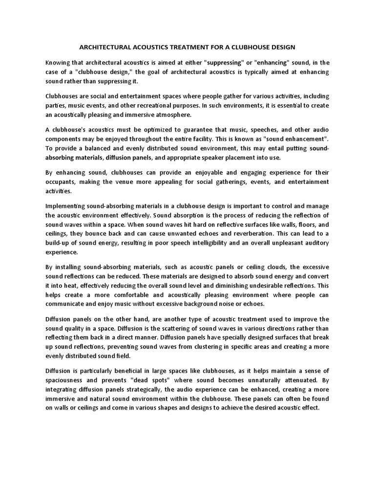 Architectural Acoustics Assignment | PDF | Acoustics | Sound