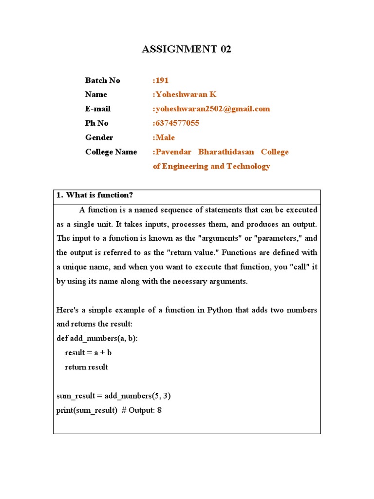 Assignment 02 Yoheshwaran K Pdf Parameter Computer Programming Anonymous Function