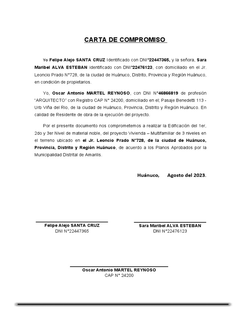 Carta de Compromiso | PDF
