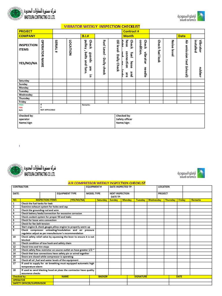 Safety Daily Site Checklist Mastoura co-SA-1-12 | PDF | Electrical ...