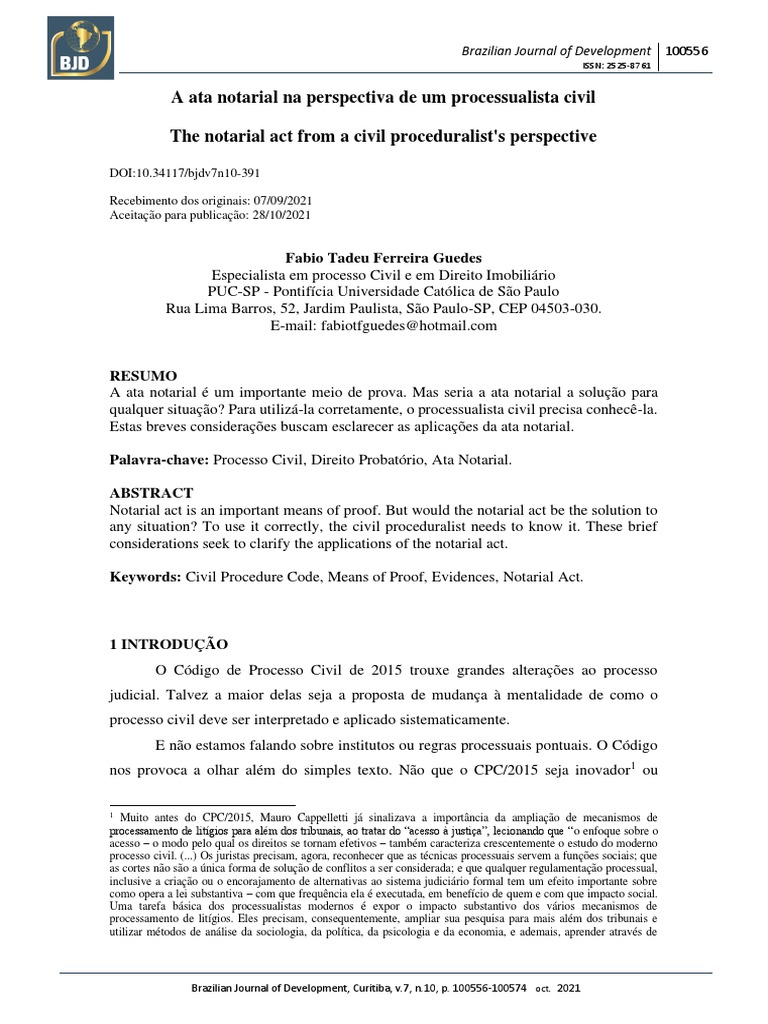 A Ata Notarial Na Perspectiva de Um Processualista Civil | PDF | Prova ...