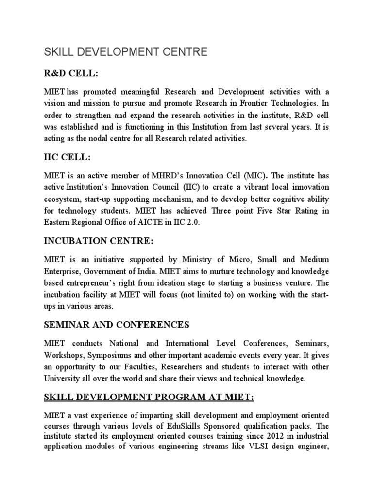 Skill Development Centre | PDF | Engineer | Mechatronics