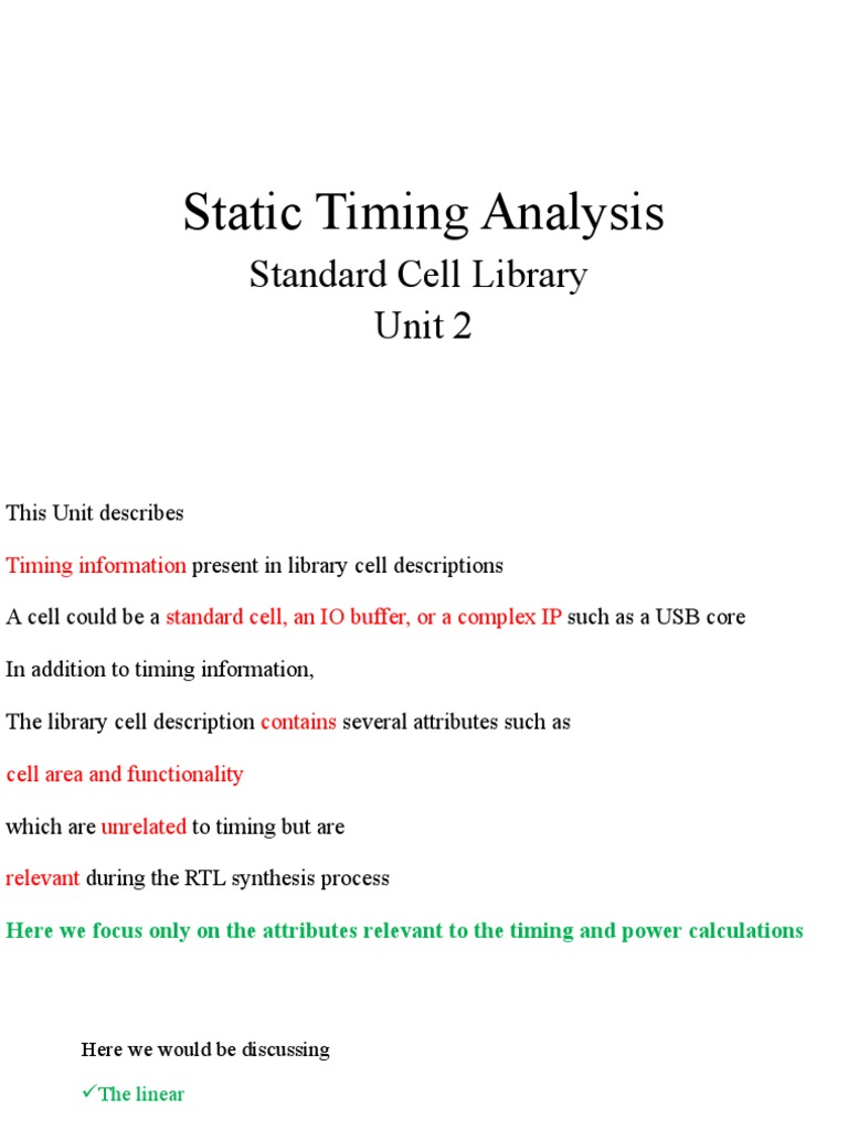 Static Timing Analysis Unit 2 | PDF