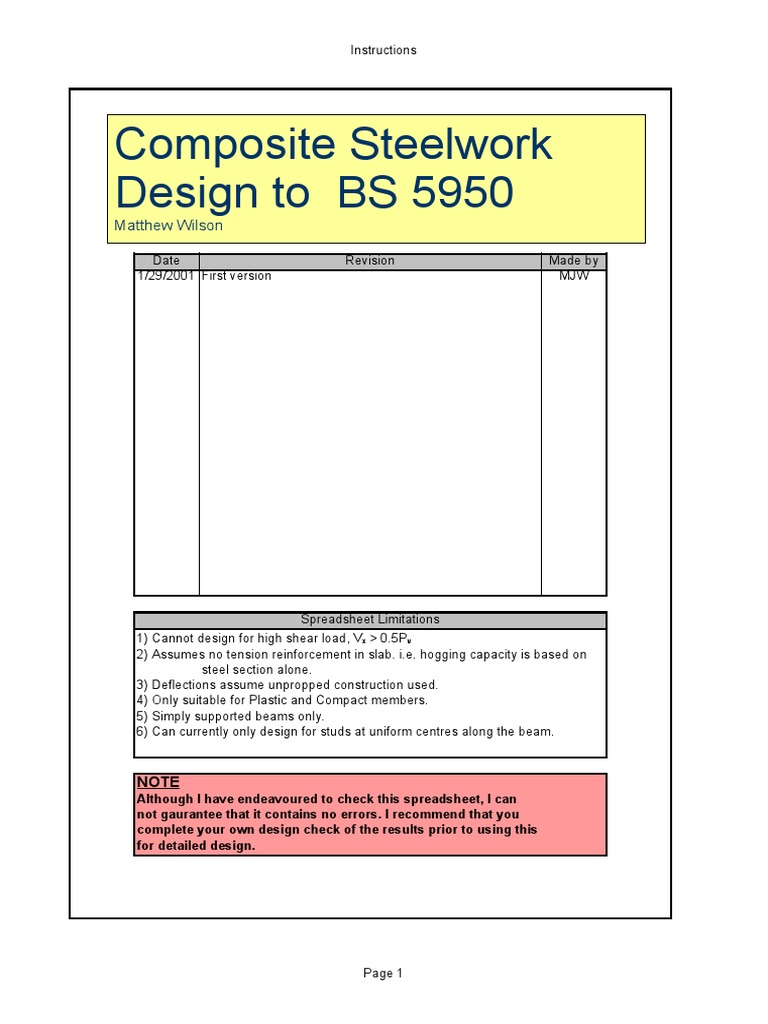 Composite Steel Design BS5950 | PDF