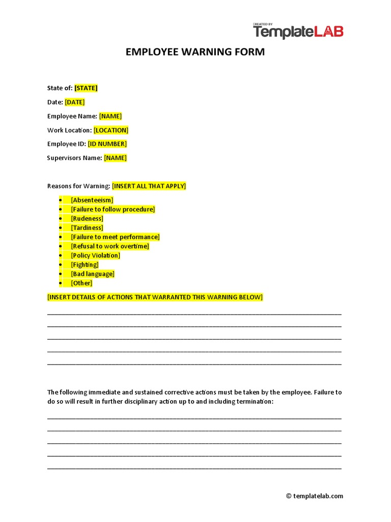 Employee Warning Form Template | PDF