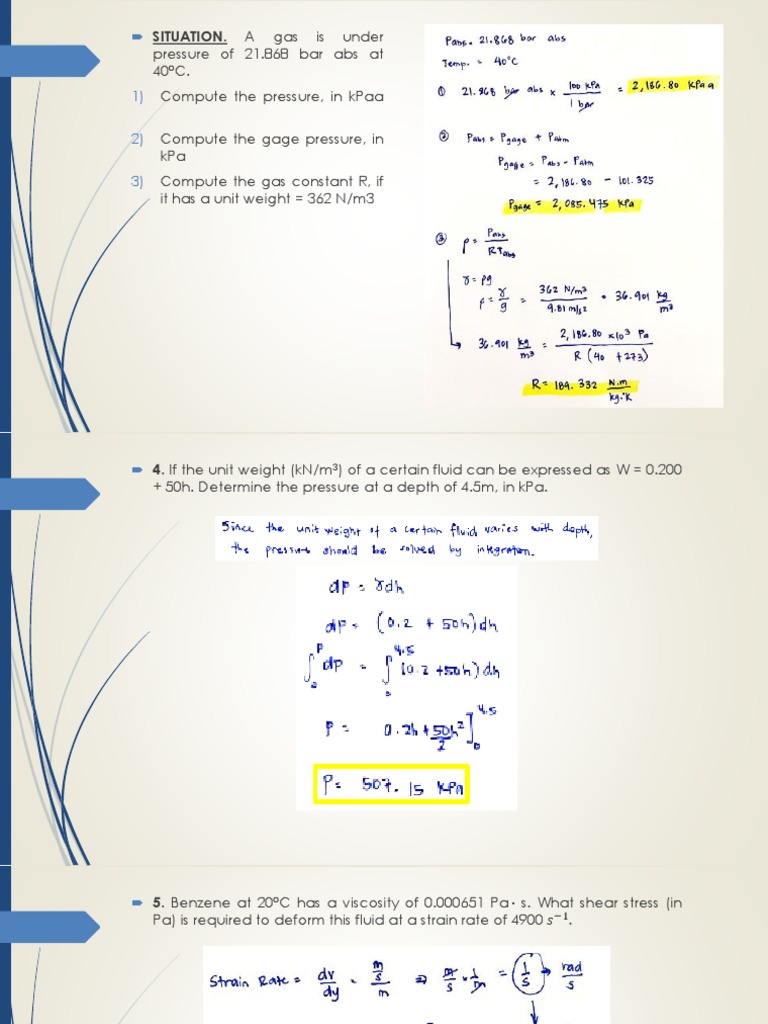 EVALUATION 2 Solutions | PDF | Viscosity | Pressure