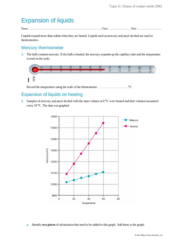 Expansion of Liquids | PDF | Thermometer | Liquids