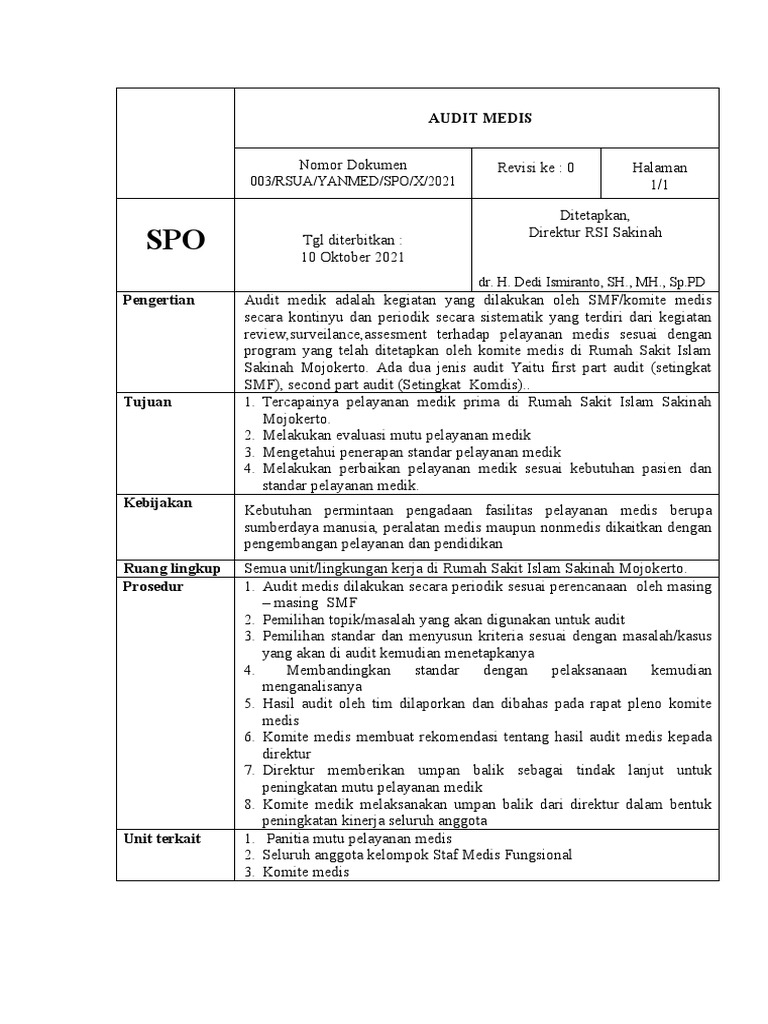 Spo Audit Medis | PDF