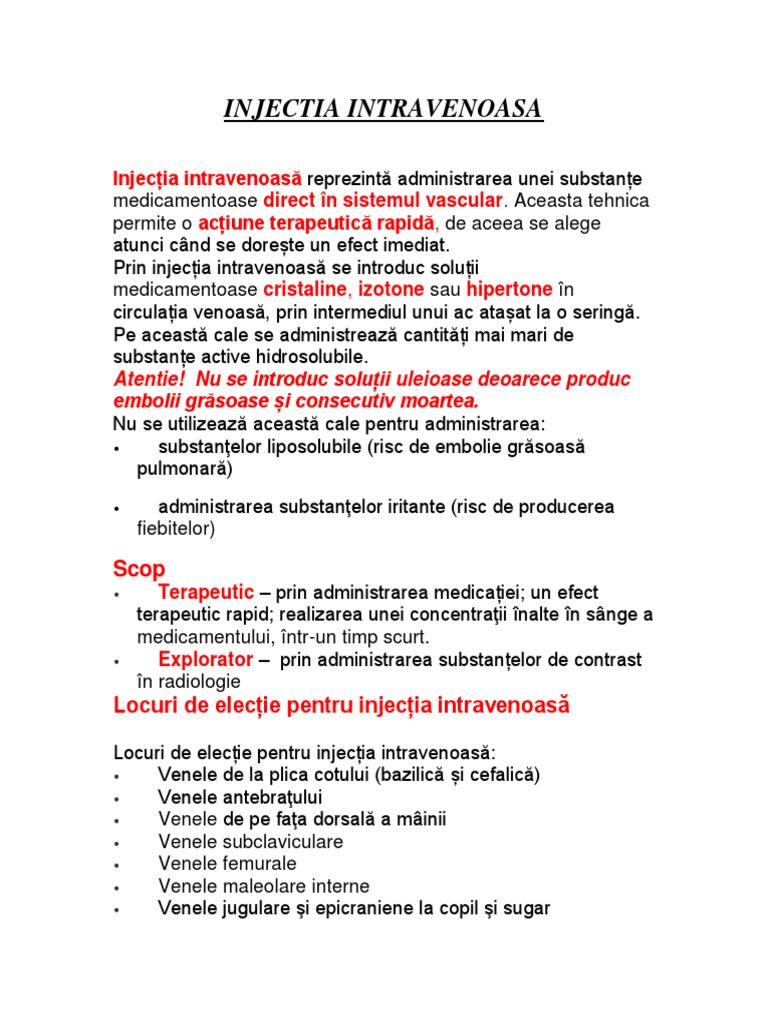 Injectia Intravenoasa | PDF