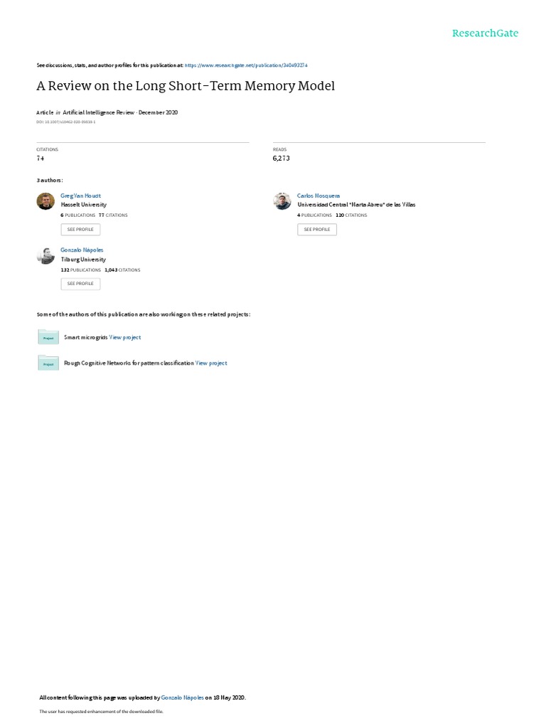 A Review On The Long Short Term Memory Model Pdf Deep Learning Cognitive Science