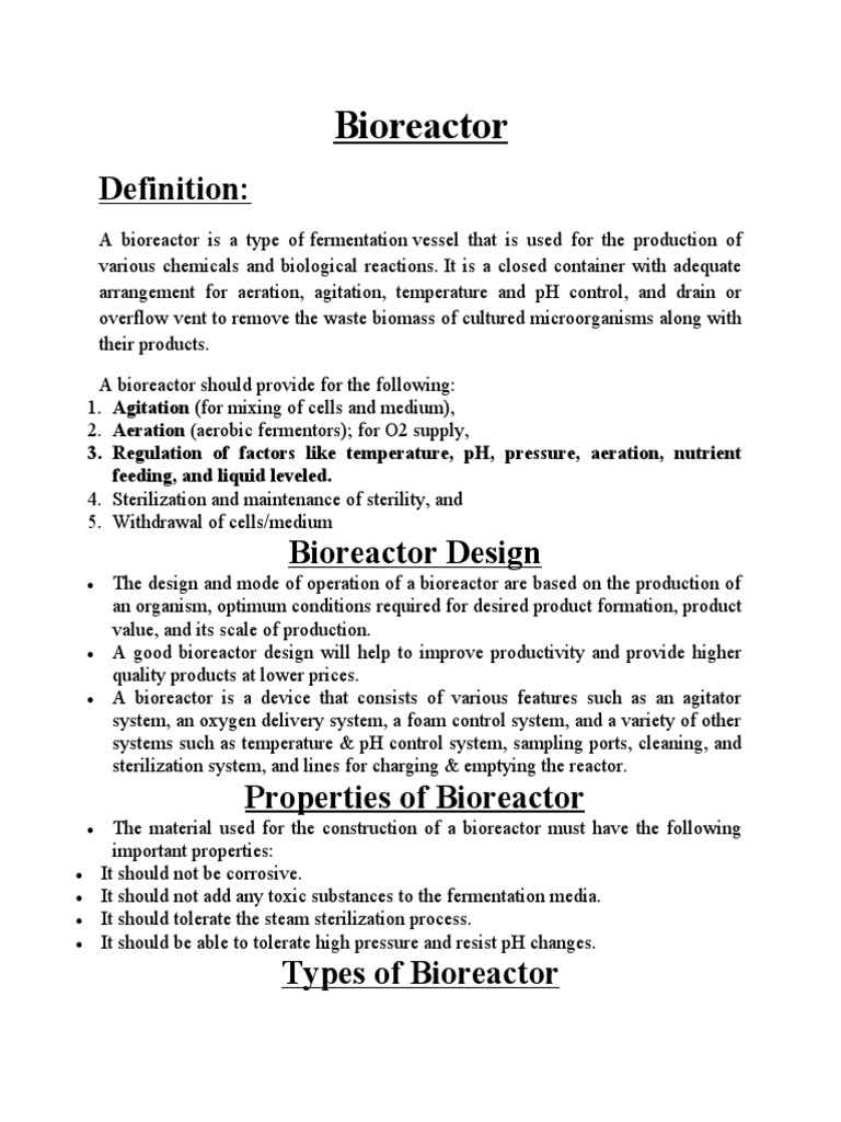Bioreactor | PDF | Chemical Reactor | Nature
