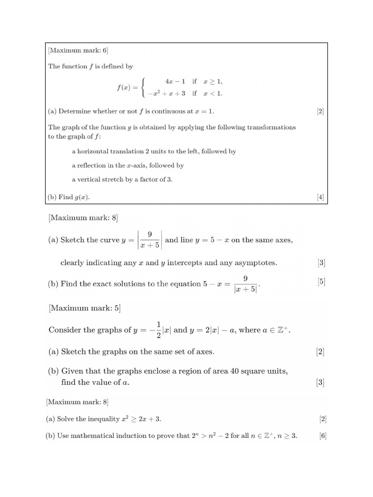 Types Of Functions Worksheet Pdf