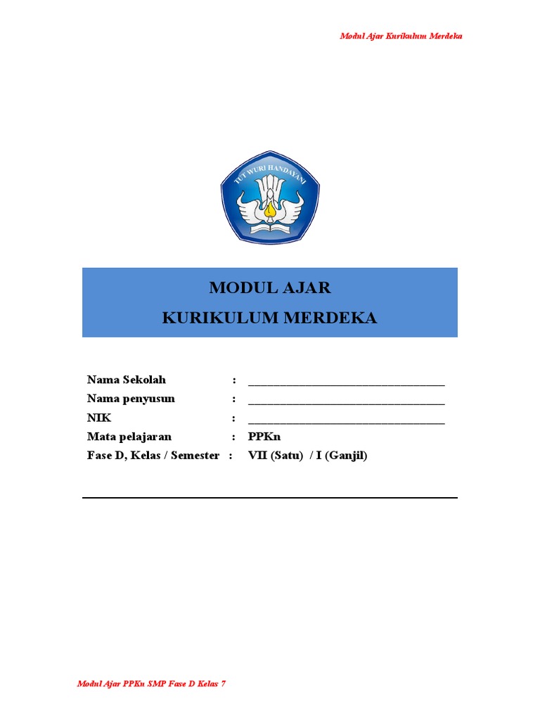 Modul Ajar PPKn Kelas 7 Kurikulum Merdeka | PDF